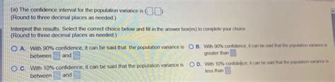 Solved For A The Population Variance Sigma {2}