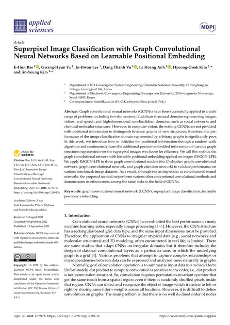 Pdf Superpixel Image Classification With Graph Convolutional Neural