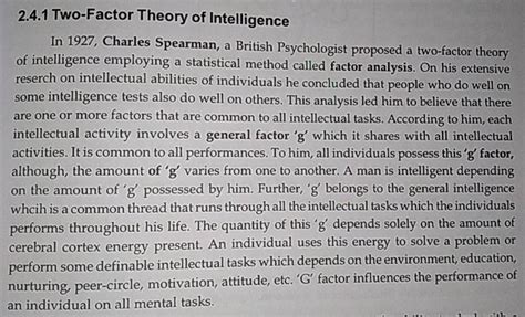 2 4 1 Two Factor Theory Of Intelligence In 1927 Charles Spearman A Brit