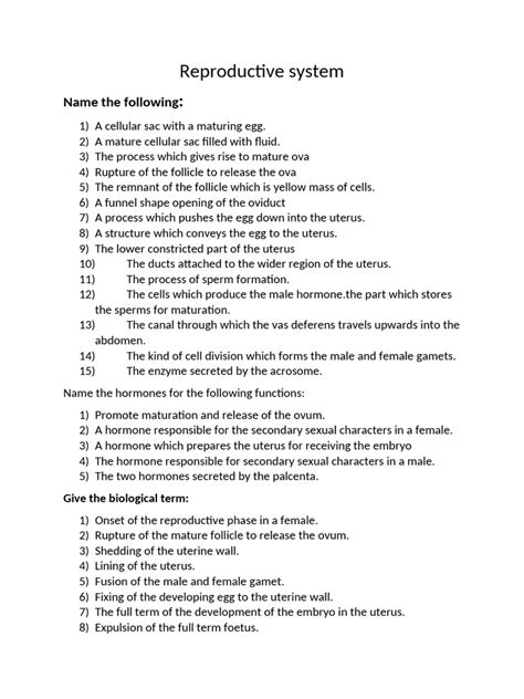 Reproductive System Questions Pdf Uterus Reproductive System Reproductive System Questions Pdf Uterus Reproductive System