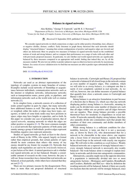 Pdf Balance In Signed Networks