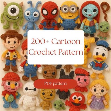 200 Cartoon Crochet Pattern Set Amigurumi Bundle Movie Princess
