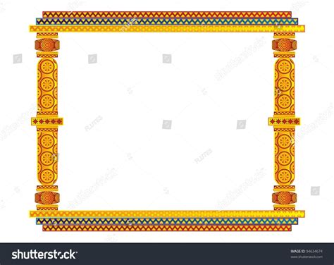 Artistic Indian Classical Horizontal Golden Photo Stock Illustration