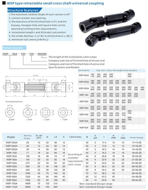 Telescopic Universal Joint Coupling Supplier Wsp Type Retractable