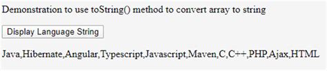 Javascript Array To String Converting An Array To String In Javascript
