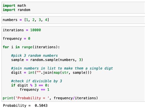 Probability Riddle Using Python Divisible By 3