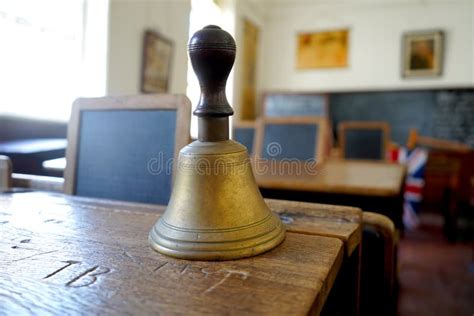 Old Historical Classroom With Wooden Desks And Chalkboards Stock Image