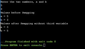 Java Program To Swap Two Numbers Without Using The Third Variable Simple Code