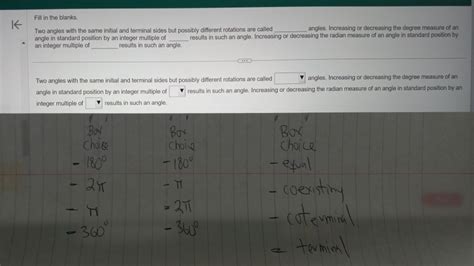 Solved Fill In The Blanks Two Angles With The Same Initial And