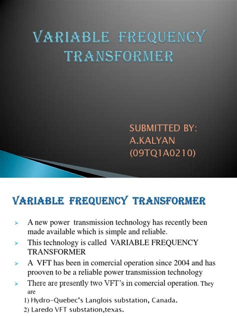 Variable Frequency Transformer Pdf Electric Motor Electrical Grid