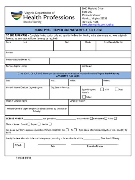 Va Nurse Practitioner License Verification 2018 2026 Form Fill Out