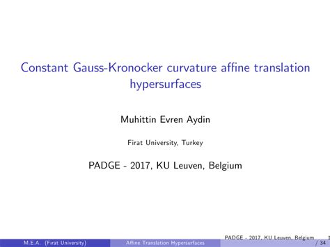 Pdf Constant Gauss Kronocker Curvature Affine Translation Hypersurfaces