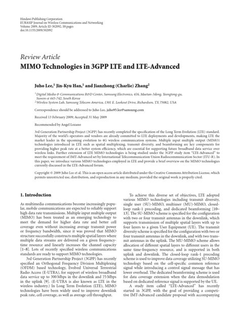 Mimo Technologies In 3gpp Lte And Lte Advanced Pdf Mimo Physical Layer Protocols