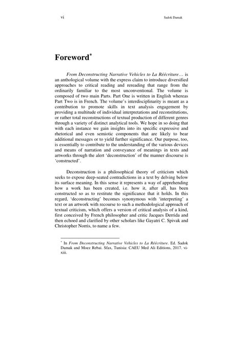 Pdf From Deconstructing Narrative Vehicles To La Réécriture