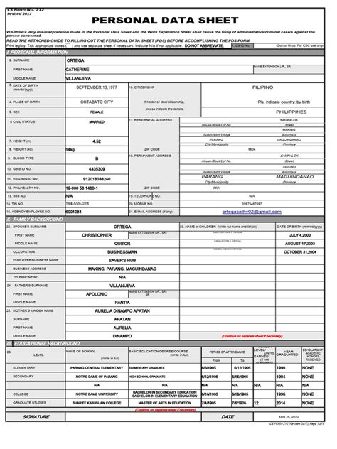 Pds Cs Form No 212 Revised2017 Pdf
