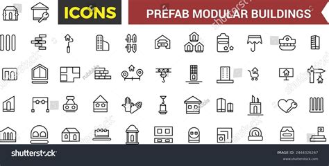 Prefab Modular Buildings Icons Set Set Stock Vector Royalty Free