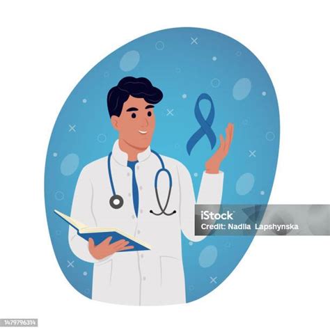 닥터 맨스와 남성 건강의 상징6 월 11 일 세계 전립선 암의 날 전립선 암 인식 리본 첨부 평면 벡터 그림입니다 11월에 대한 스톡 벡터 아트 및 기타 이미지 Istock