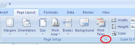 Page Setup Dialog Pada Excel