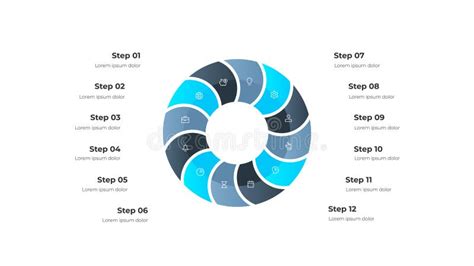 Circular Infographic Design Displaying 12 Segmented Steps Ideal For
