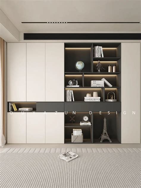 上海全屋定制 极简主义穿插设计书柜太美了 花瓣网