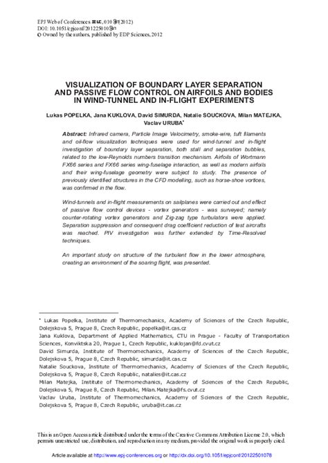 Pdf Visualization Of Boundary Layer Separation And Passive Flow