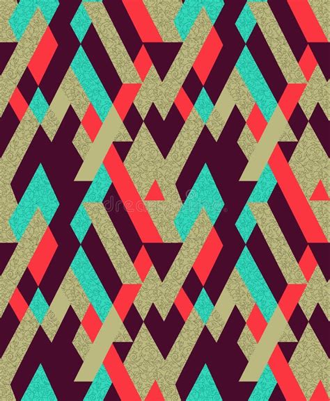 Mid Century Geometric Abstract Pattern With Simple Shapes And A Beautiful Color Palette Simple