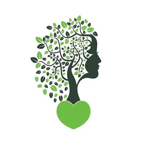 Premium Vector Woman Tree Vector Template Design Woman Face Leaf Vector Design