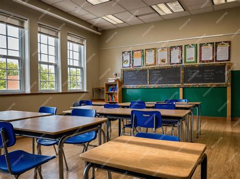 School Workplace In Classroom Premium Ai Generated Image