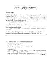 CSE 235 Assignment 4 Pdf CSE 235 Fall 2022 Assignment 4 Total Points 100 Instructions In