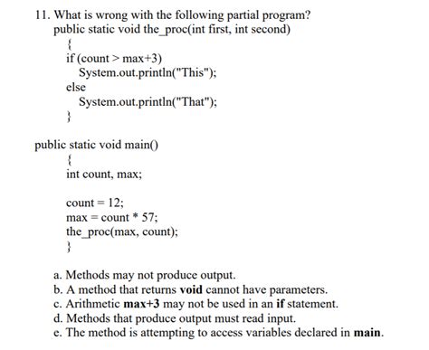 Solved 11 What Is Wrong With The Following Partial Program
