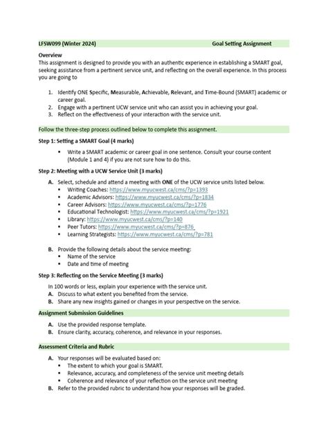 Instructions Goal Setting Assignment Pdf