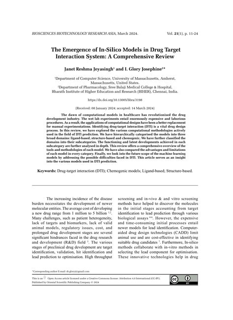 Pdf The Emergence Of In Silico Models In Drug Target Interaction System A Comprehensive Review