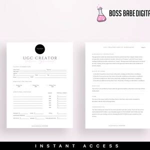 Professional UGC Creator Contract Template UGC Template UGC Contract User Generated Content
