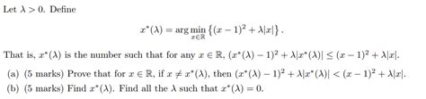 Let λ 0 Define x λ argminxR x1 2 λx That Chegg com