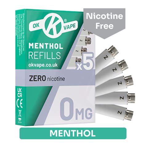 Ok Vape E Cig Nicotine Free Menthol Cartridges Health And Care