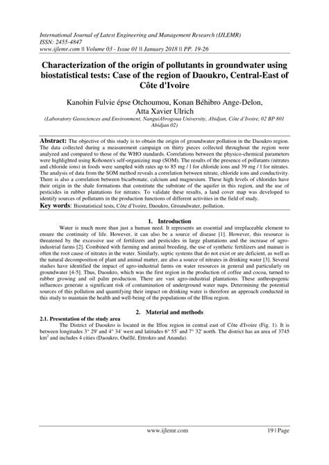 Pdf Characterization Of The Origin Of Pollutants In Groundwater Using Biostatistical Tests
