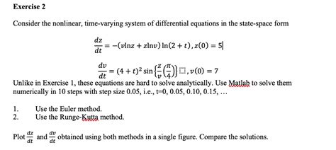 Solved Exercise Consider The Nonlinear Time Varying Chegg