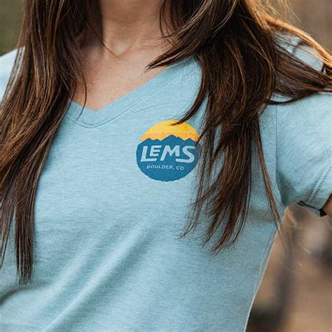 Lems Womens V Neck Logo Tee Lems Shoes