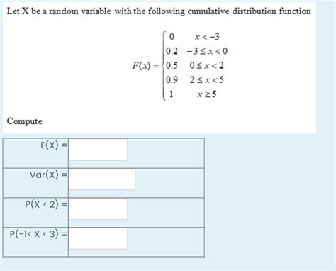 Solved Let X Be A Random Variable With The Following Chegg