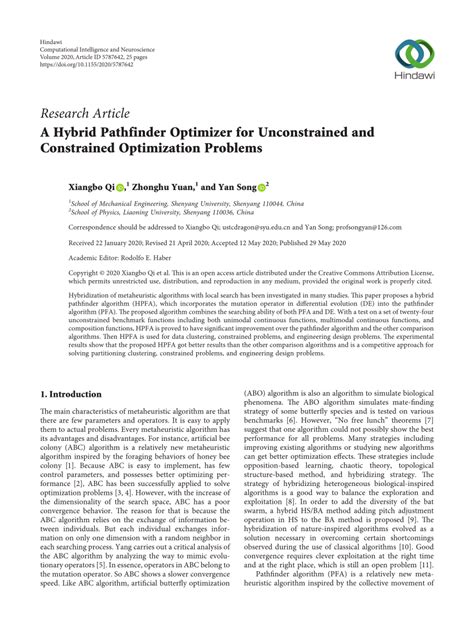 [pdf] a hybrid pathfinder optimizer for unconstrained and constrained