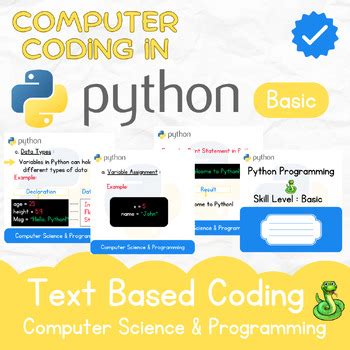Basic Coding In Python Computer Programming Printables Beginner Code Language