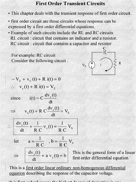 First Order Transient Circuit Notes Pdf