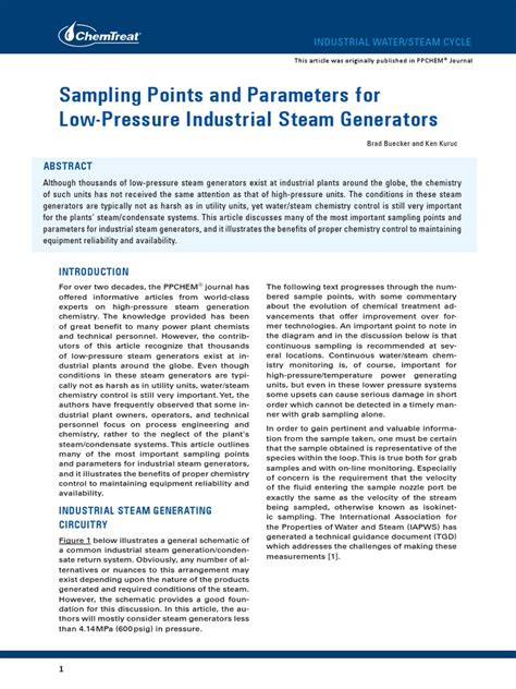 Sampling Points And Parameters For Lp Steam Generators Ct 2020 Download Free Pdf Boiler