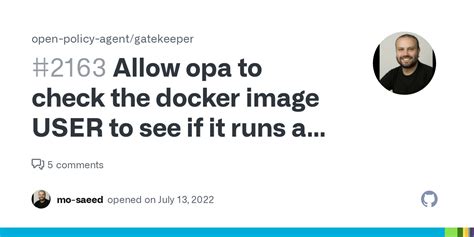 allow opa to check the docker image user to see if it runs as non root