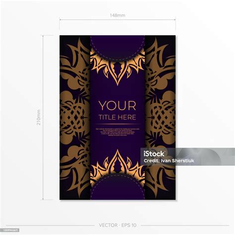 빈티지 추상 장식 고급 보라색 직사각형 엽서 템플릿 우아하고 고전적인 벡터 요소는 장식에 적합합니다 곡선에 대한 스톡 벡터 아트 및 기타 이미지 Istock