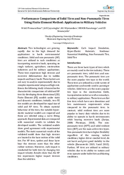 Pdf Performance Comparison Of Solid Tires And Non Pneumatic Tires