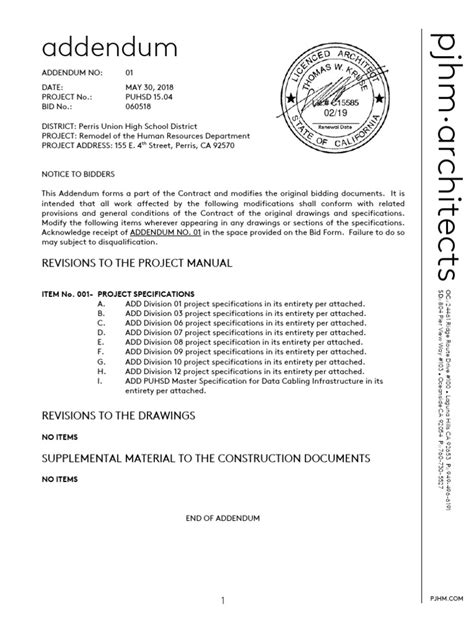 Bid 060518 Addendum No 1 Pdf Specification Technical Standard