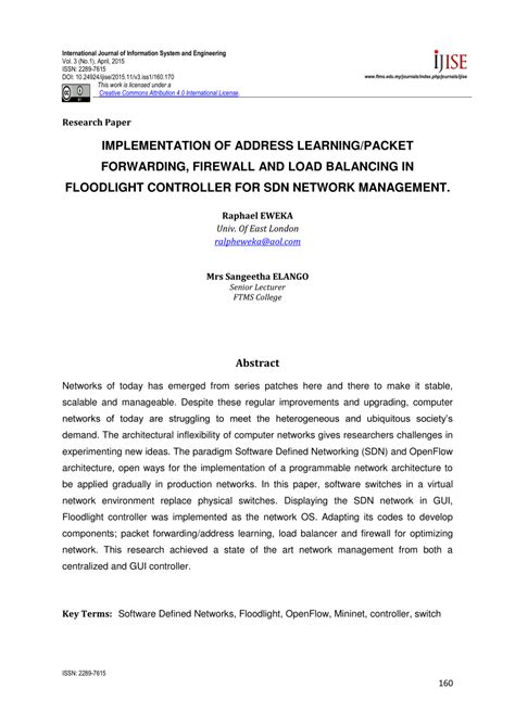 Pdf Implementation Of Address Learningpacket Forwarding Firewall And Load Balancing In