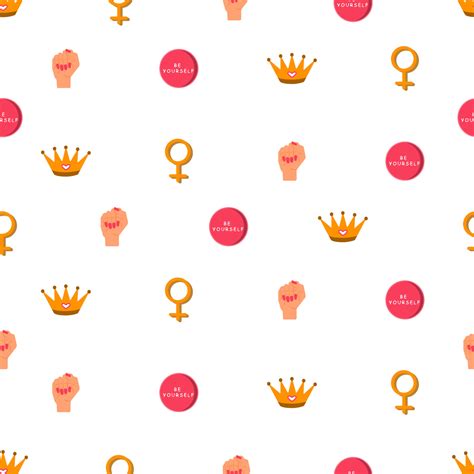 Seamless Pattern Feminism Girl Pover Vector Illustration Crown Be