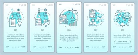 비즈니스 개념 원칙 온보딩 모바일 앱 페이지 화면 템플릿 Csr 기업 시민 의식 기업 윤리 연습 웹 사이트 지속 가능한 개발 Ux Ui Gui 스마트폰